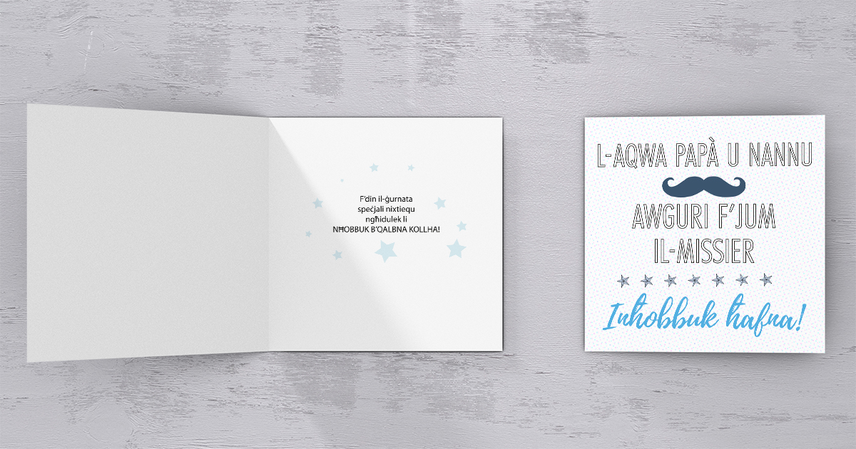 L-Aqwa Papa' u Nannu Father's Day card in Maltese (plural) | Witty ...